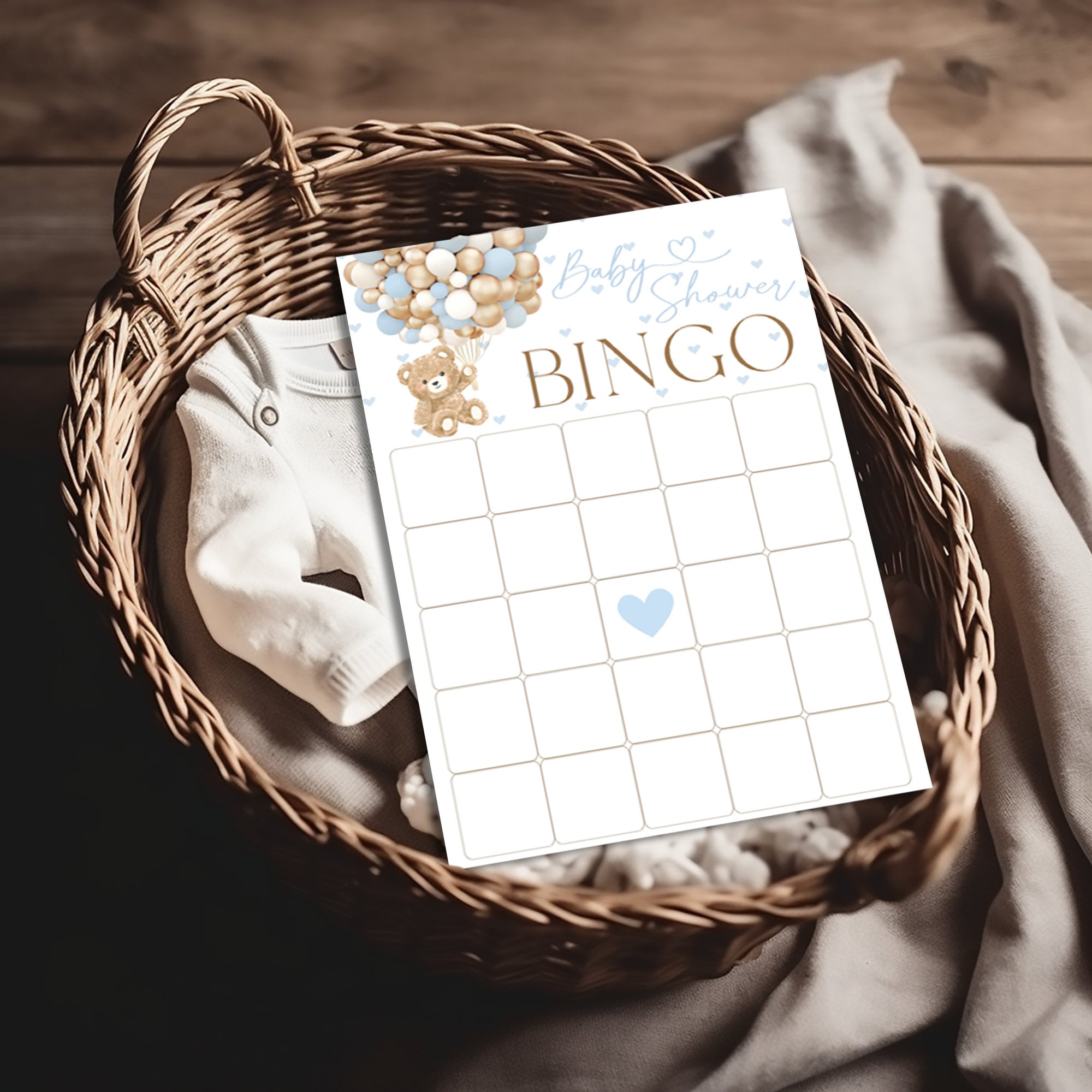 Bear Baby Shower Bingo Game, Blue Balloon (PDF) - Etsy