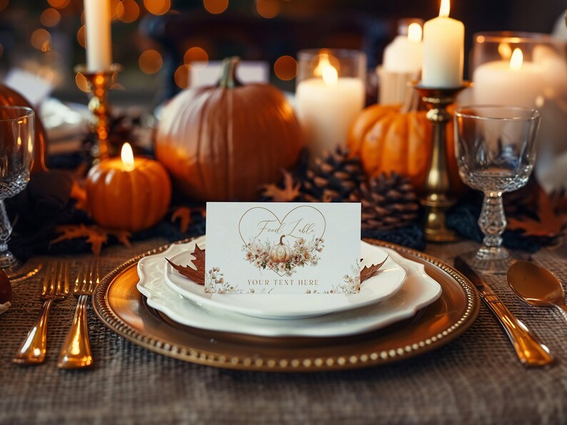 Editable Food Label Fall in Love Baby Shower, Pumpkin Baby Shower Table ...