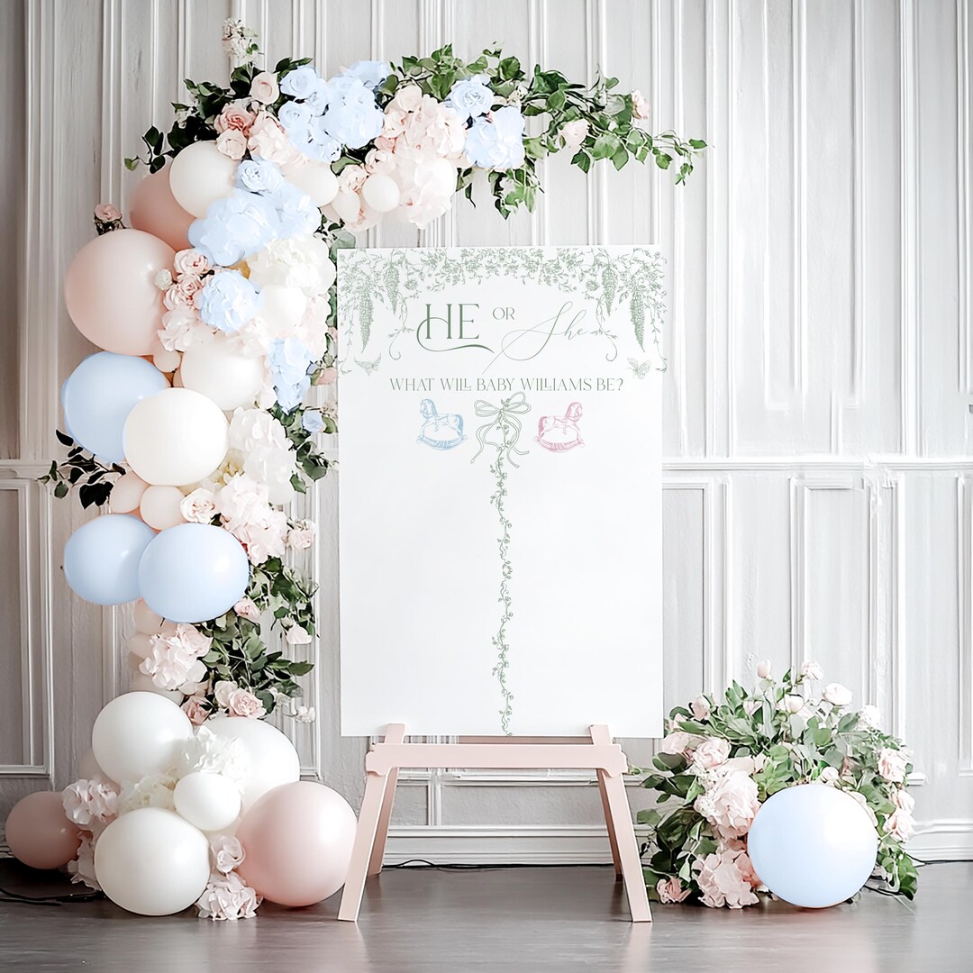 Sage Green Gender Reveal Vote Chart, Vintage Florals (digital Download ...