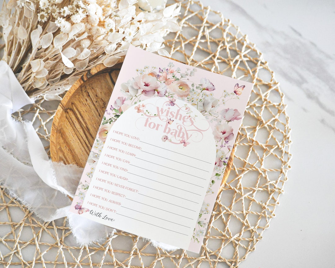 Butterfly Baby Wish Game Card, Wishes for Baby Game Card, Girl Baby ...