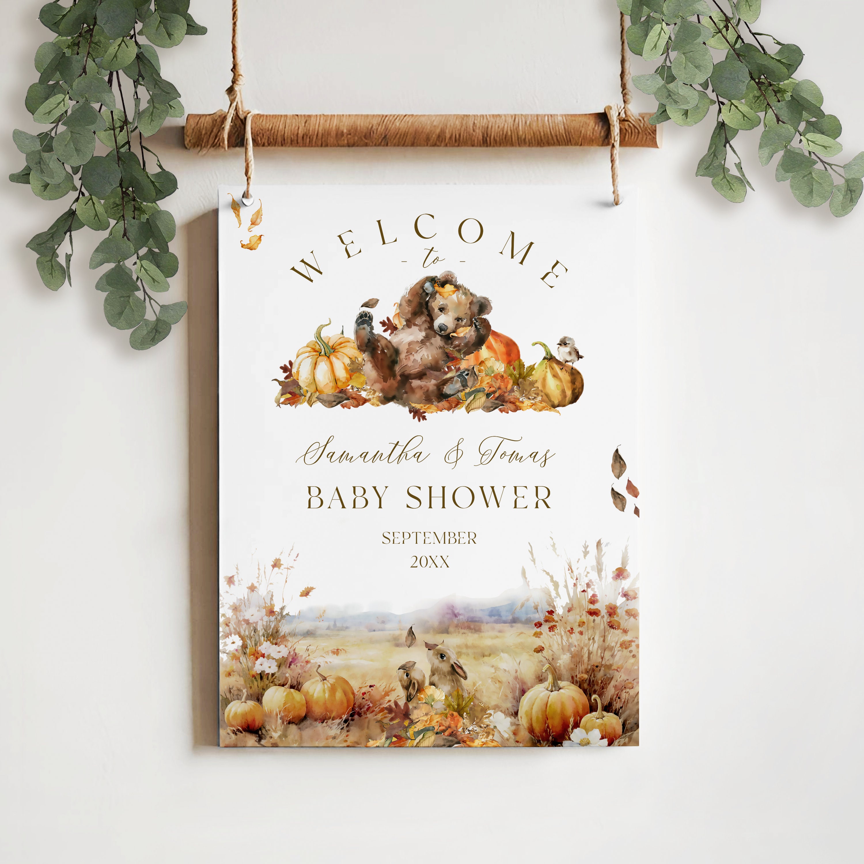 Editable Fall Woodland Baby Shower Welcome Sign, We Can Bearly Wait ... Editable Fall Woodland Baby Shower Welcome Sign, We Can Bearly Wait ...