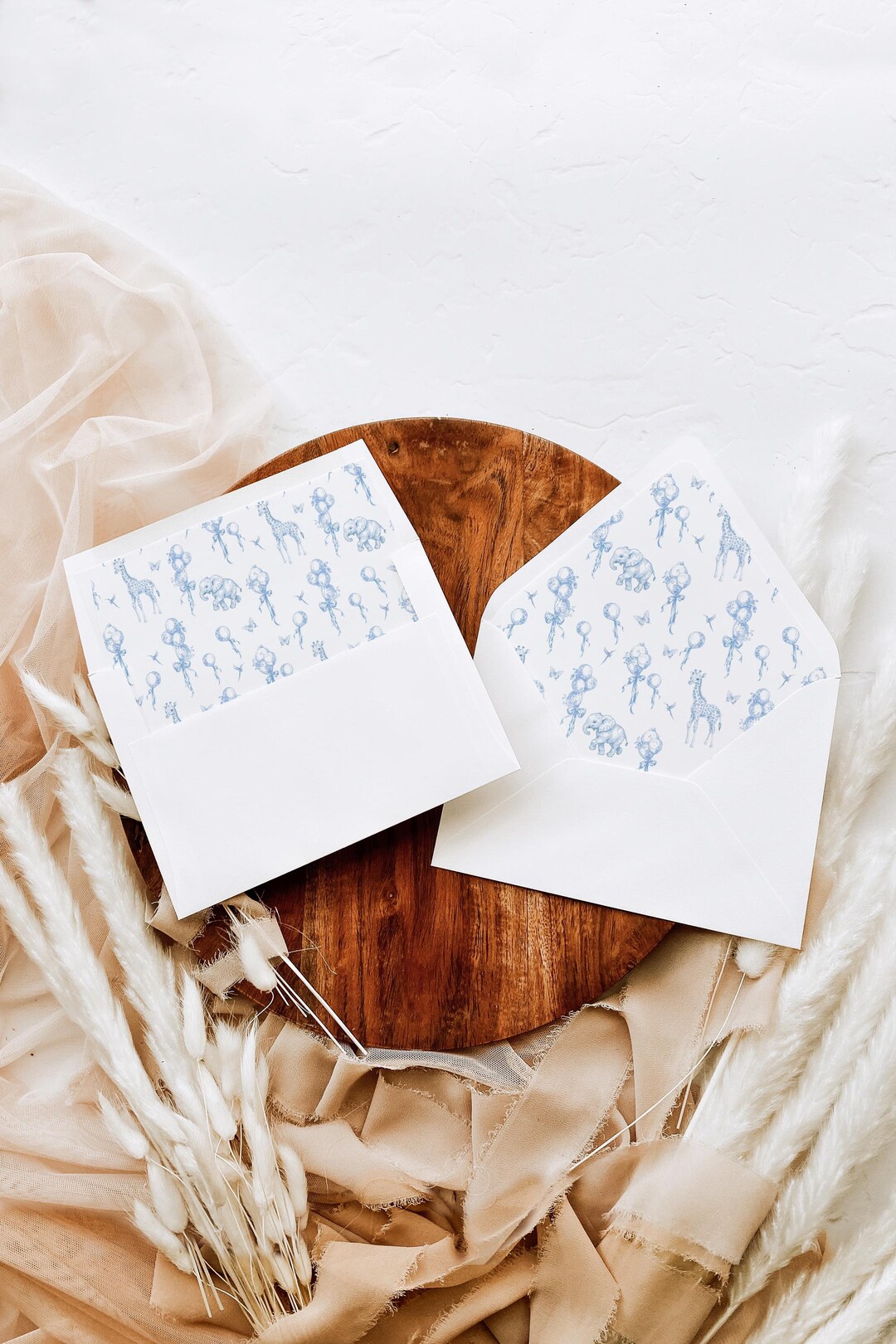 Envelope Liner Safari Animal Toile All Blue Print, Dusty Blue Toile ...