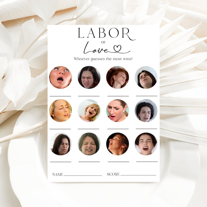 Funny Labor or Love Game, Modern Minimalist Baby Shower (PDF) - Etsy