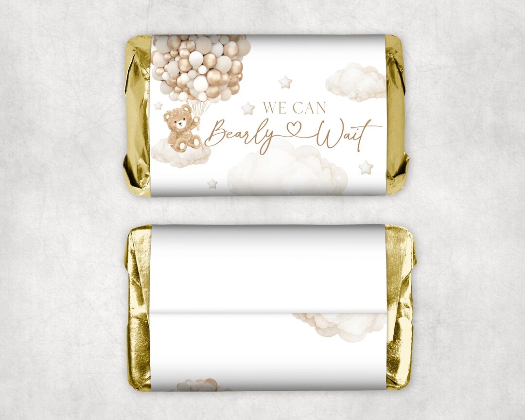 Bear Baby Shower Chocolate Wrappers, Favor Labels (PDF, JPG) - Etsy