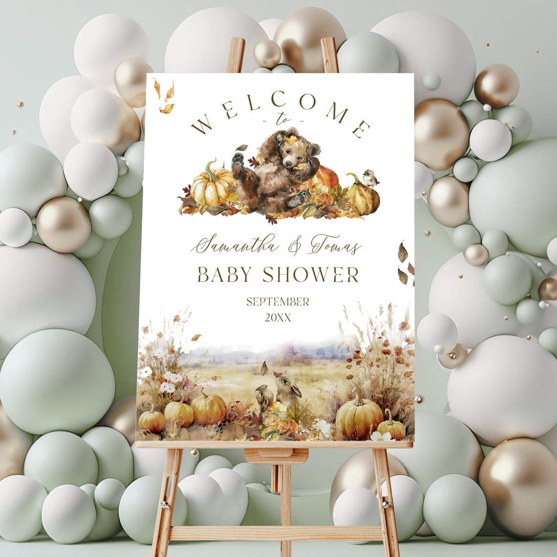 Editable Fall Woodland Baby Shower Welcome Sign, We Can Bearly Wait ... Editable Fall Woodland Baby Shower Welcome Sign, We Can Bearly Wait ...