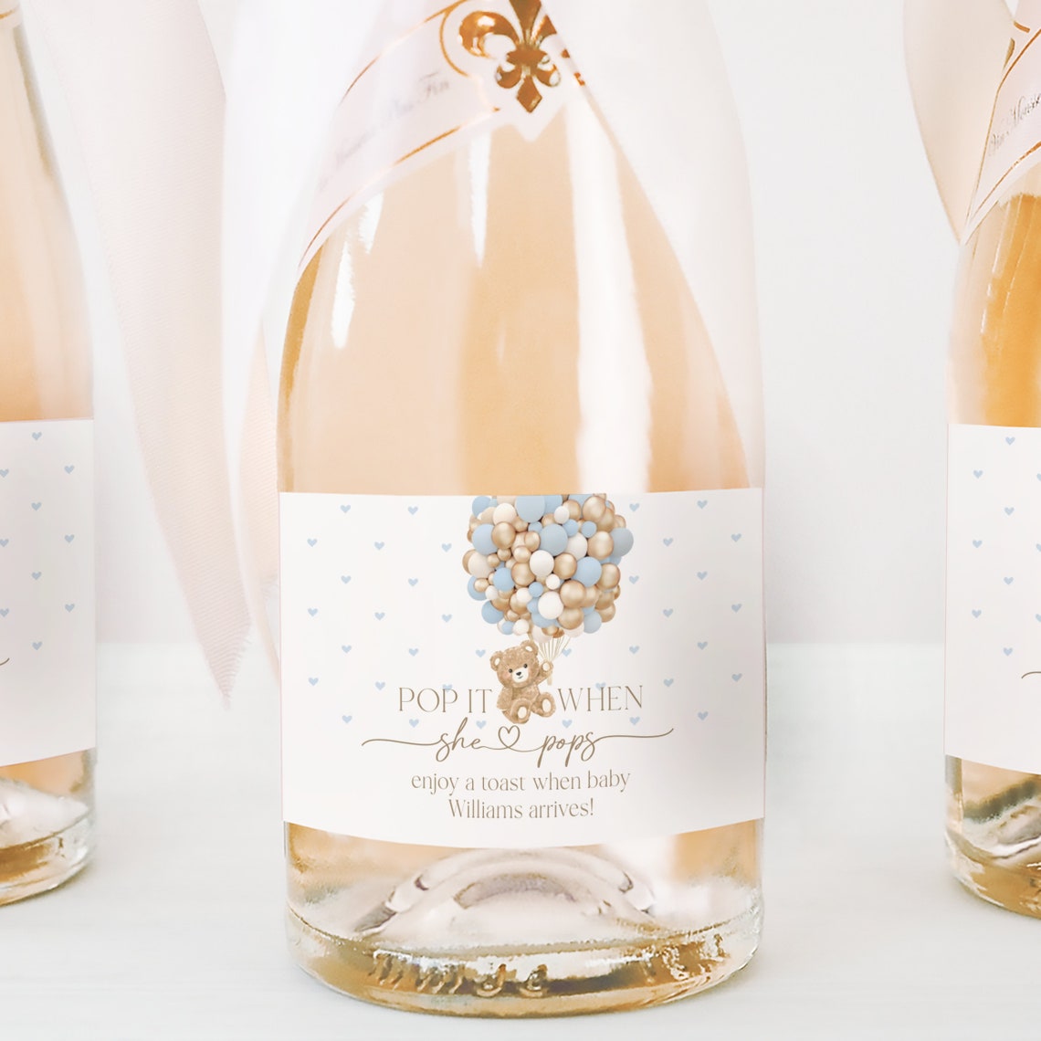 Teddy Bear Pop It When She Pops Mini Champagne Labels, Printed Wine ...