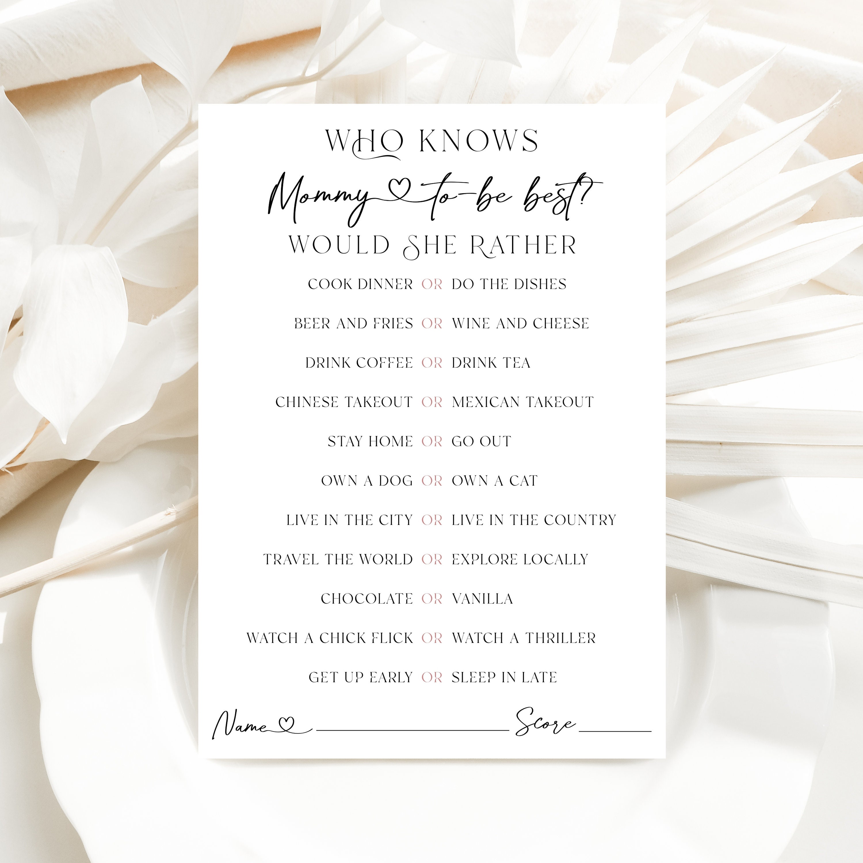 Editable Who Knows Mom Best Game, Modern Baby Shower Games, Minimalist ...