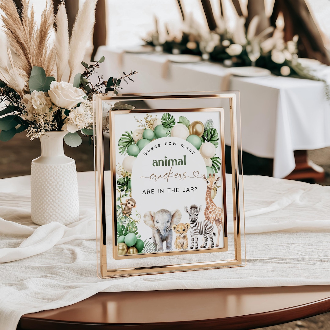 Safari Guess How Many Animal Crackers Game, Wild One Balloon Baby ...