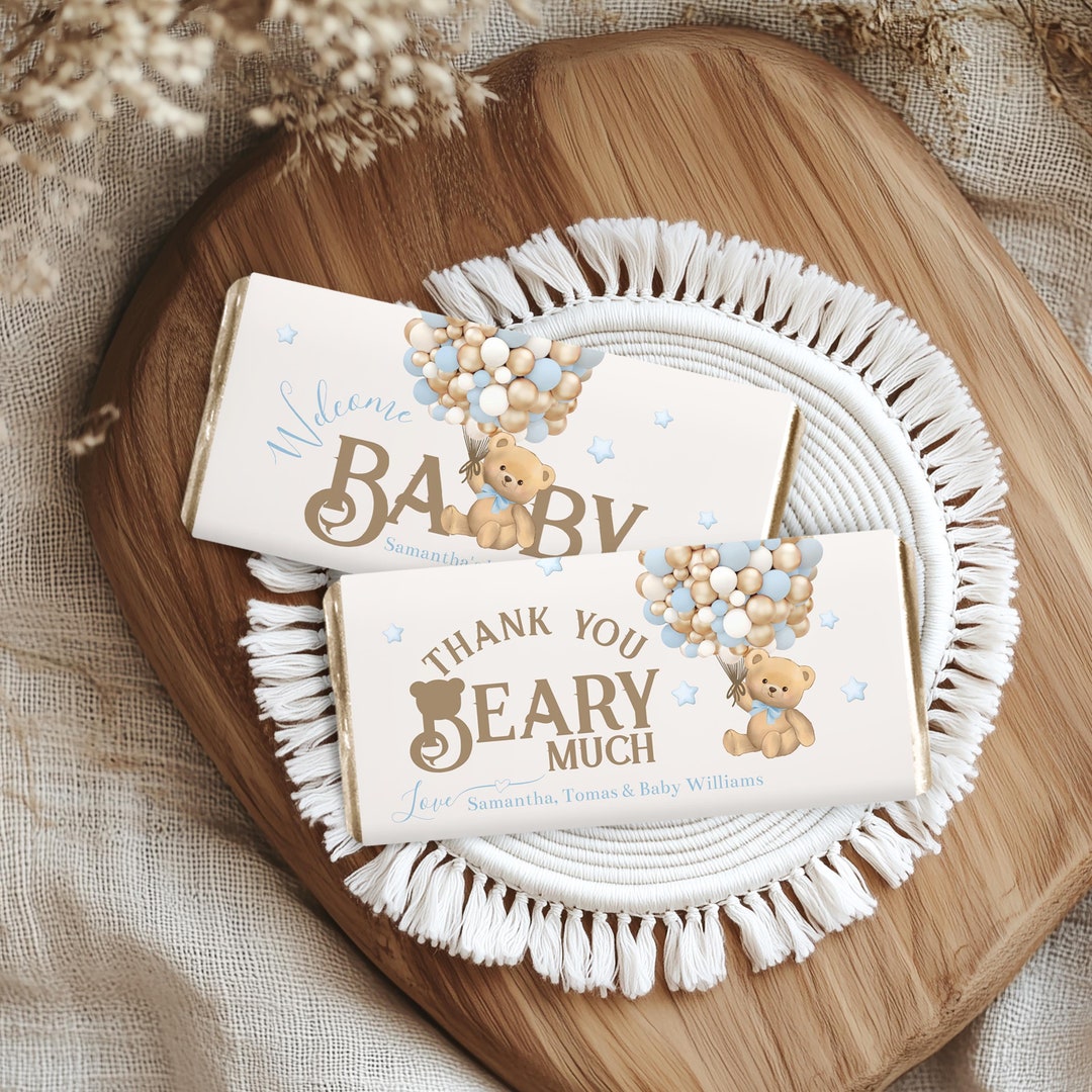Boy Baby Shower Chocolate Bar Wrappers Printable, We Can Bearly Wait ...