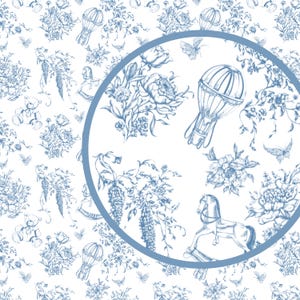 Toile De Jouy Blue Baby Shower Backdrop, Vintage Baby Shower Decor ...