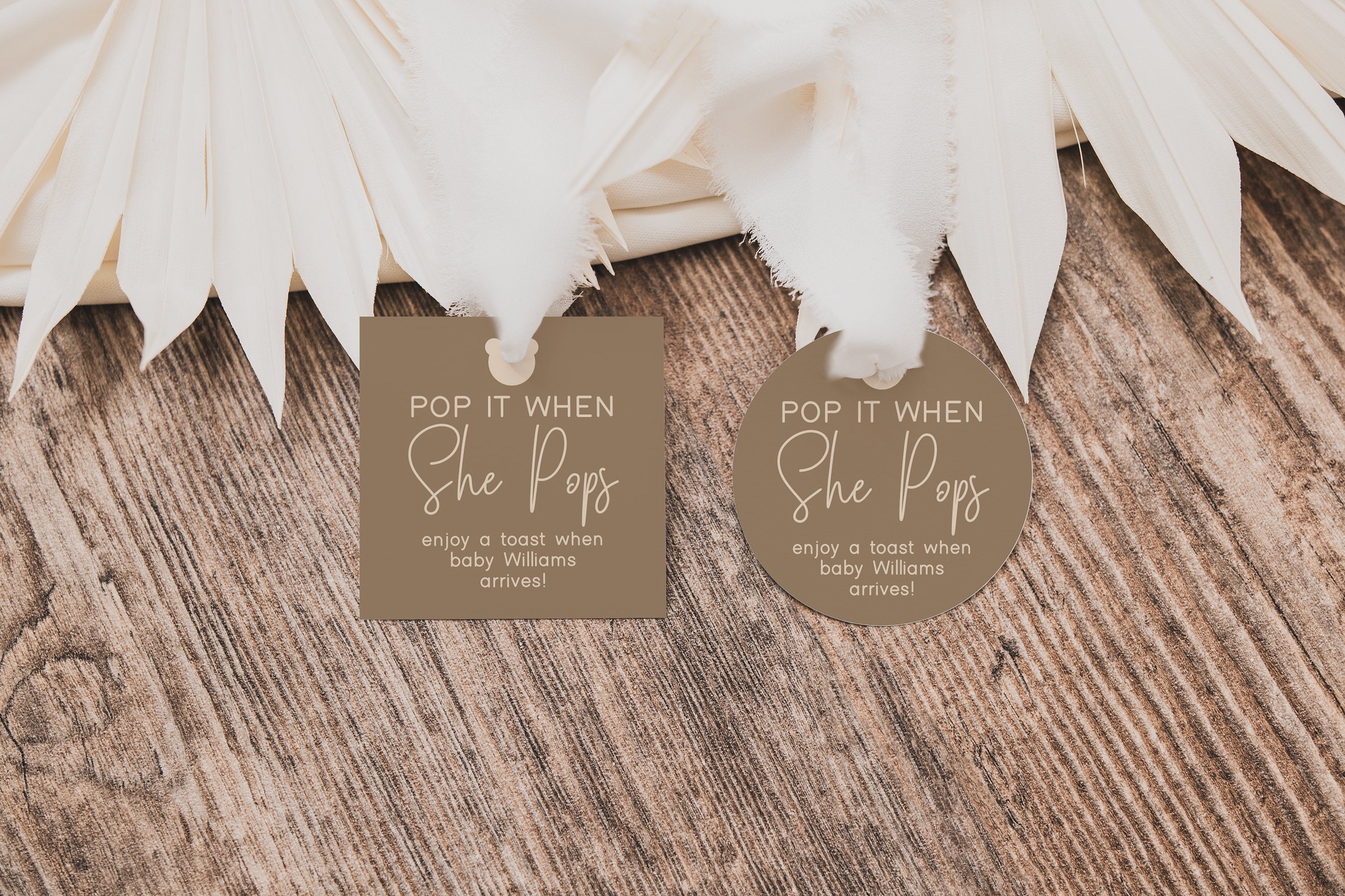 Gender Neutral Bear Thank You Tag, Minimalist Bear Baby Shower Pop It ...