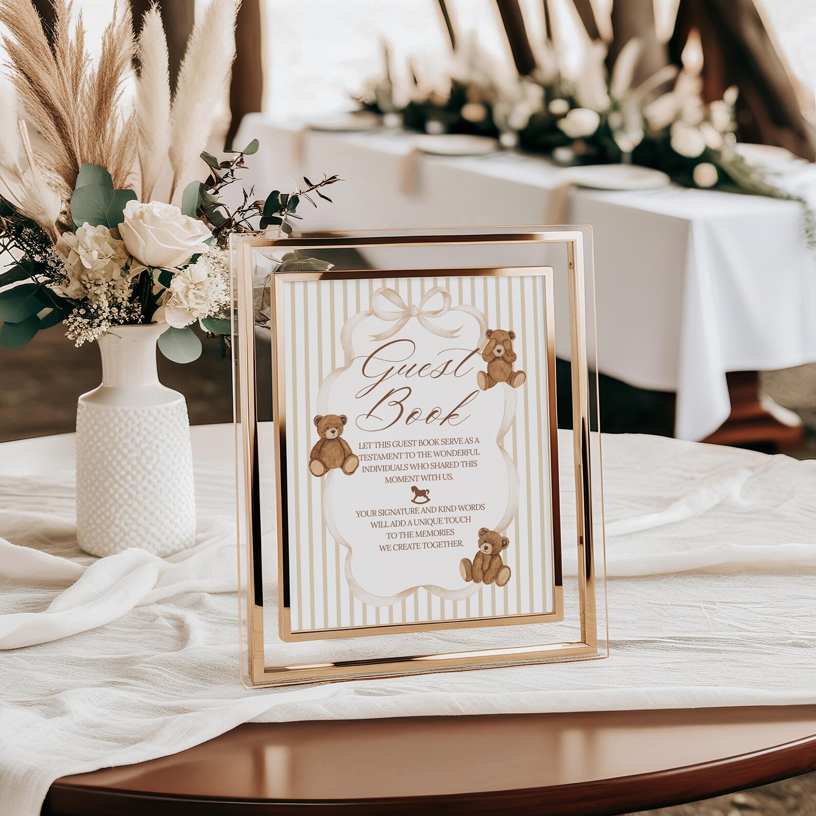 Neutral Teddy Bear Baby Shower Guest Book Sign, We Can Bearly Wait ...