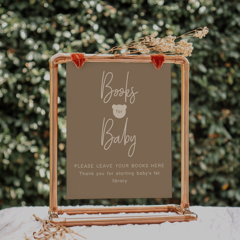 Bear Baby Shower Book Request Sign, Gender Neutral Decor (PDF) - Etsy