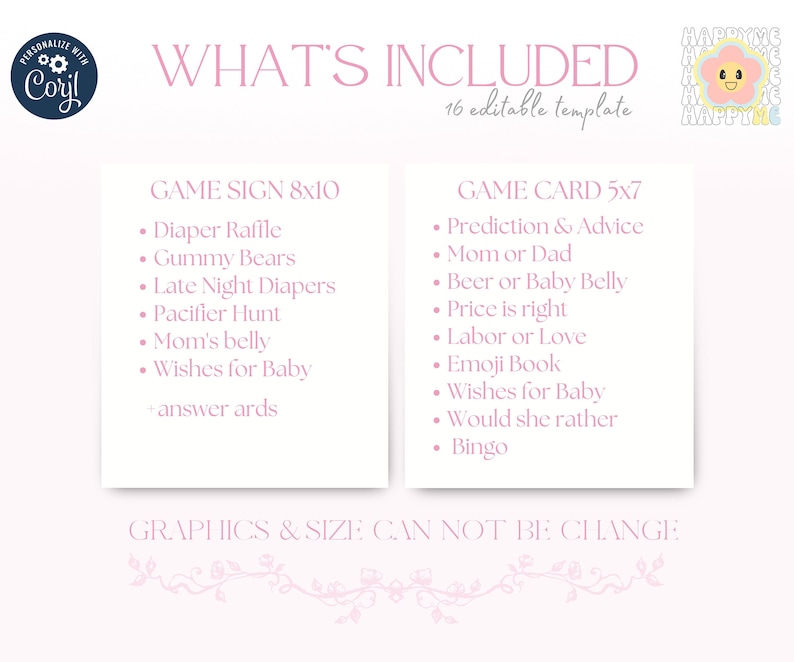 Toile Baby Girl Shower Games Bundle, Pink Toile Floral Game Pack ...