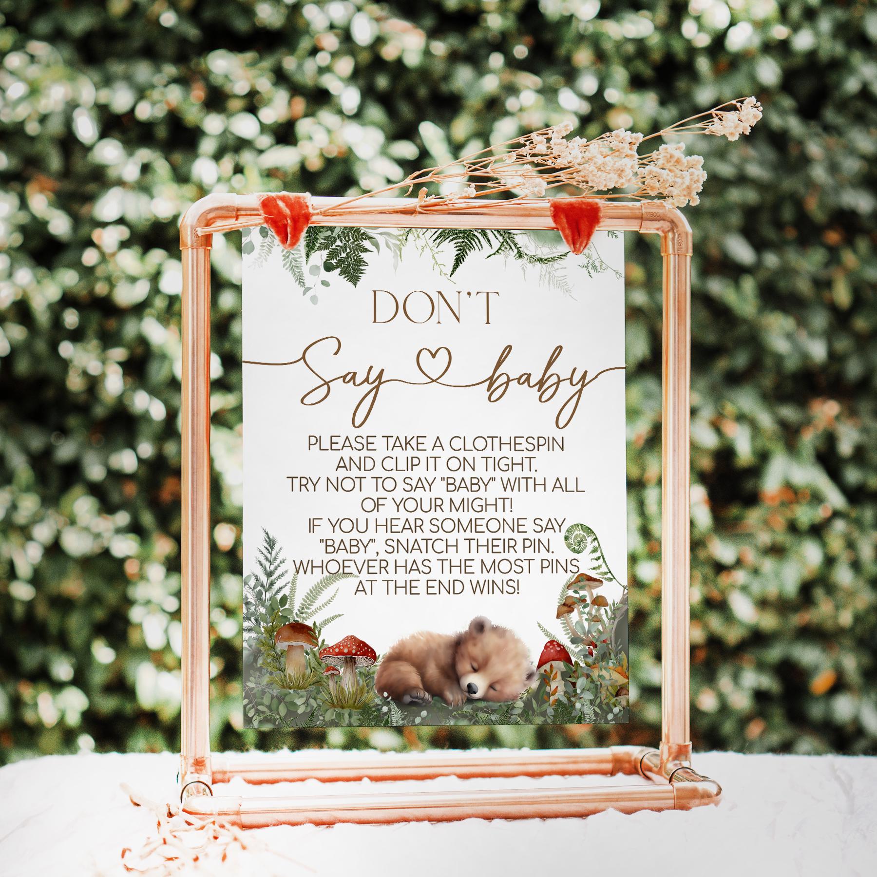 Woodland Bear Baby Shower Sign Bundle, Woodland Theme Baby Shower Game ...