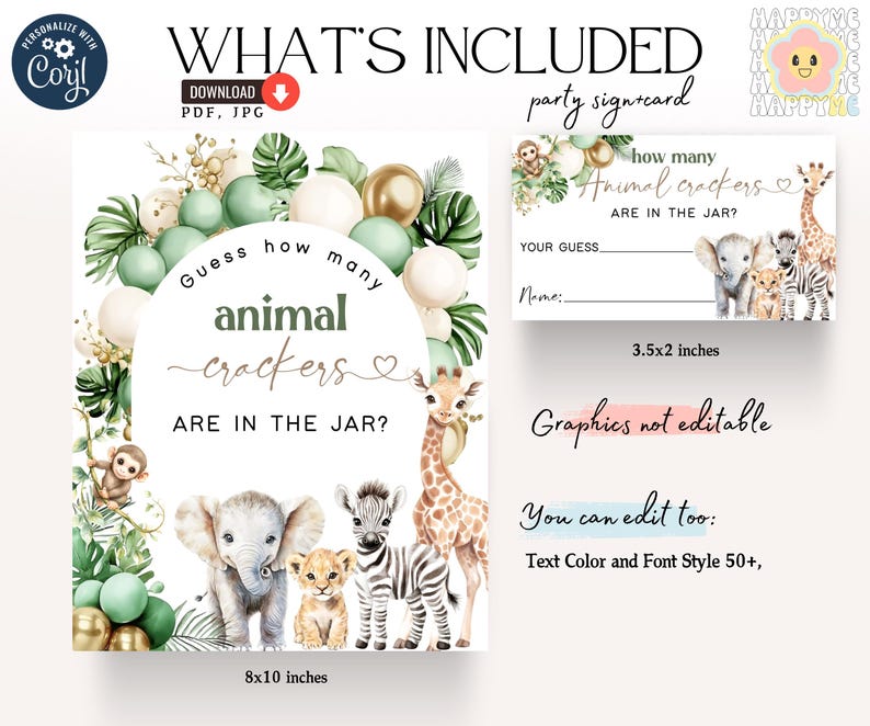 Safari Guess How Many Animal Crackers Game, Wild One Balloon Baby ...