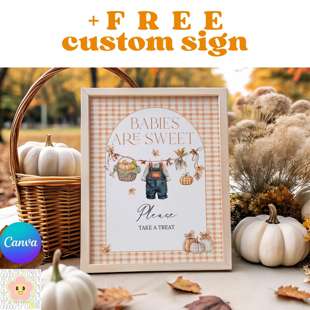 Fall Pumpkin Baby Shower Sign: Sweet Treats Table Decor (digital ...