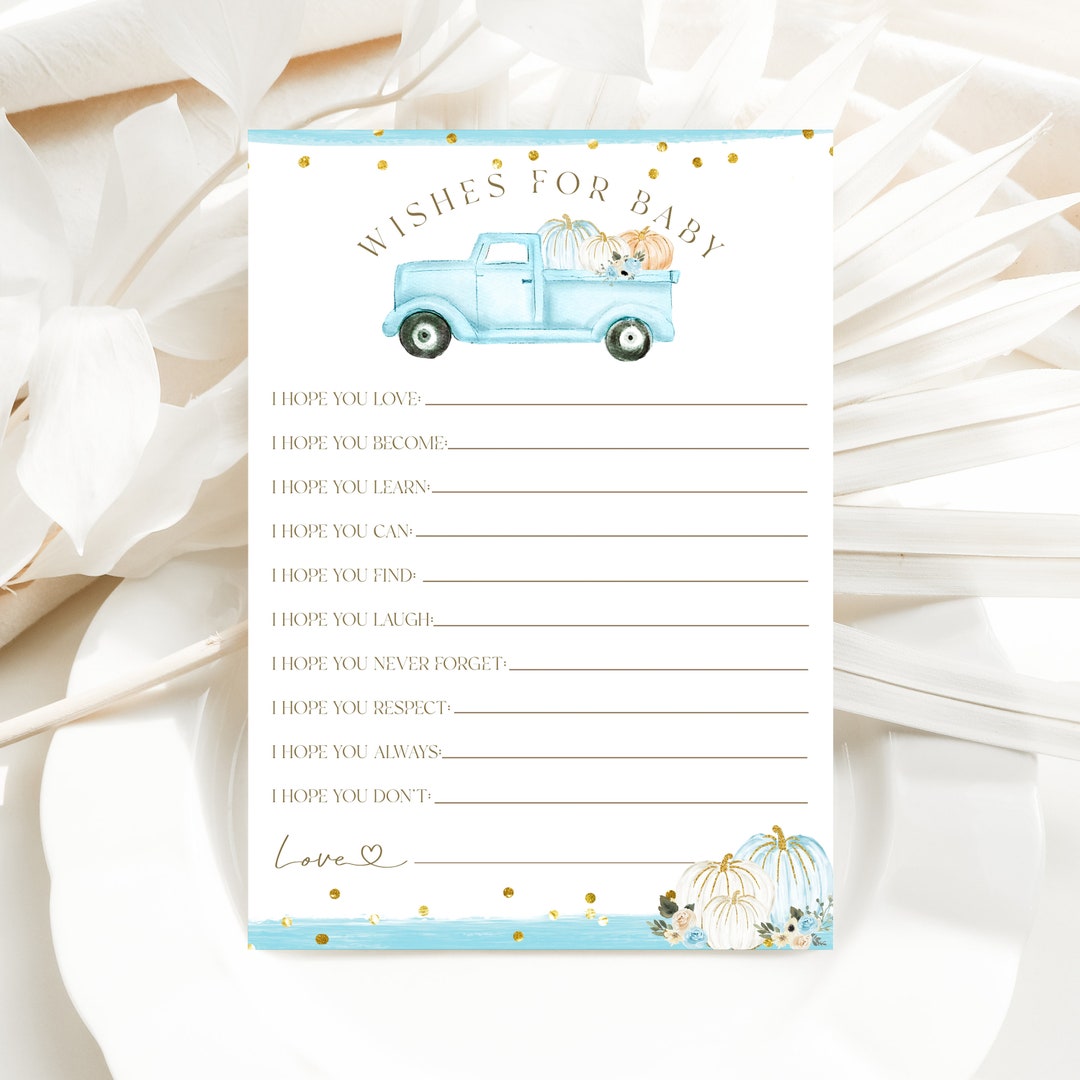 Wishes for Baby Game Card Template, Pumpkin Theme Baby Shower Games ...
