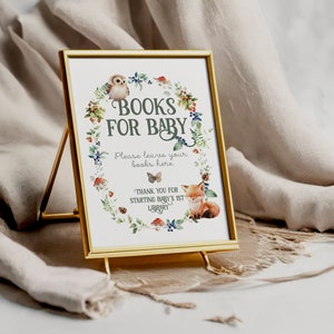 Woodland Animals Books for Baby Sign, Baby Shower Decor (digital ...