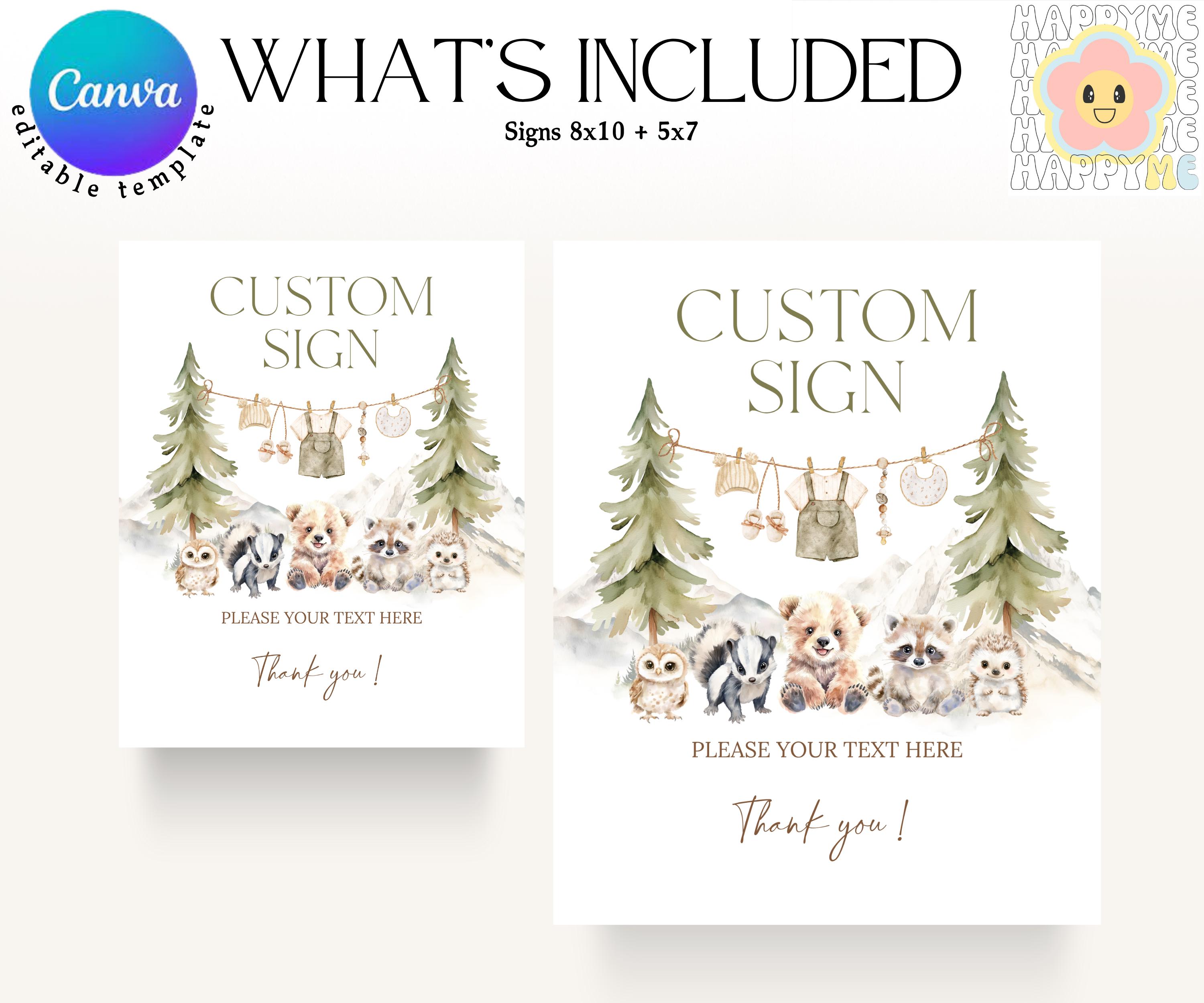 Custom Sign Woodland Baby Shower, Forest Animal Adventure Canva ...