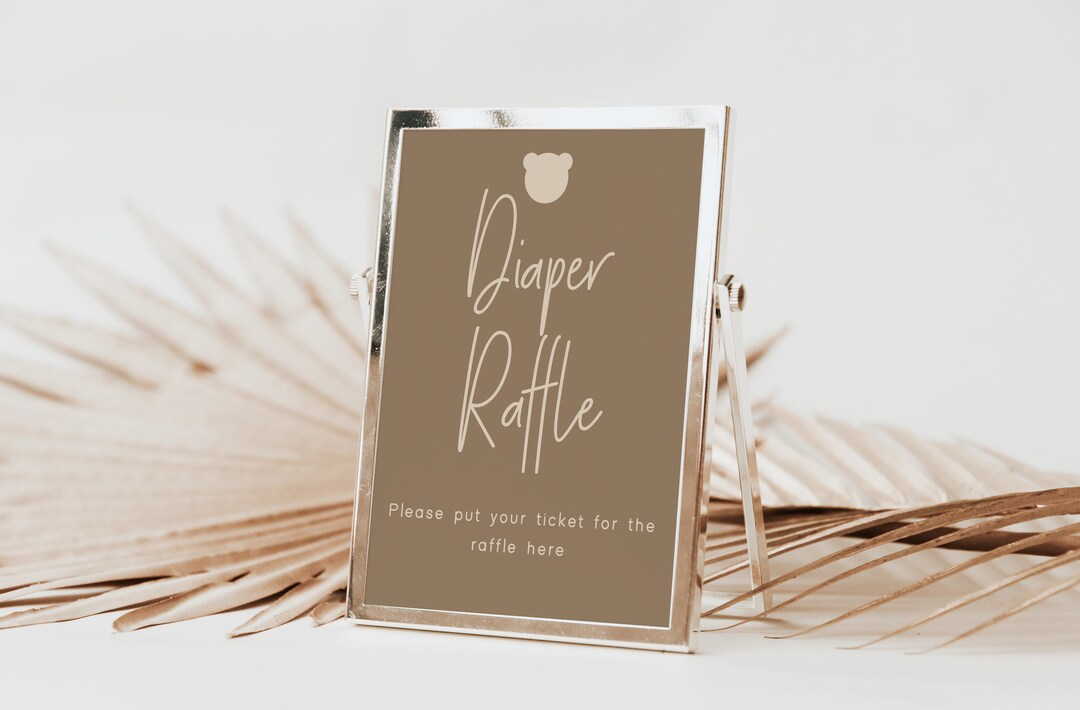 Editable Diaper Raffle Baby Shower Sign, Printable Bear Baby Shower ...