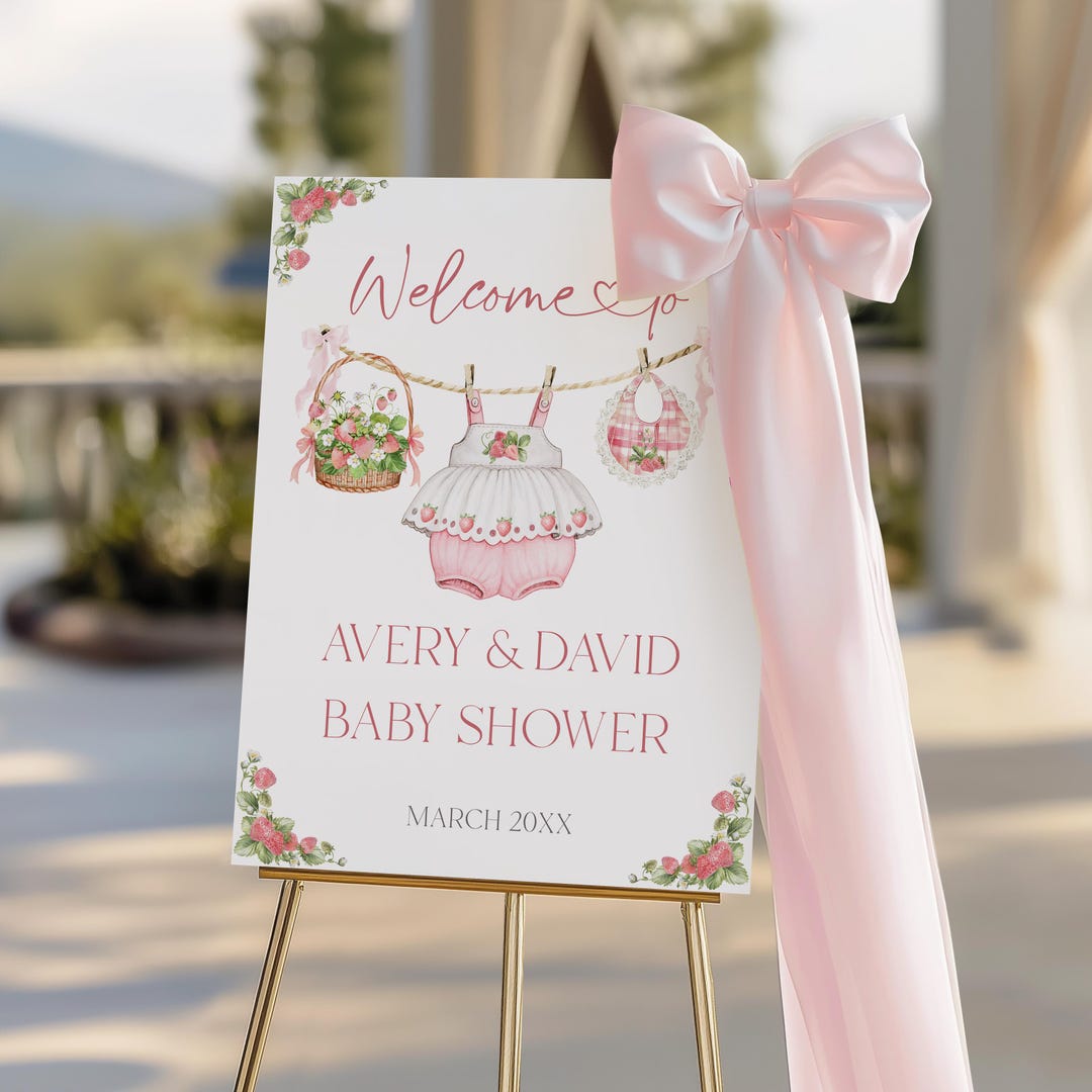 Berry Sweet Baby Shower Welcome Sign, Blush Pink, Boho Clothestline ...