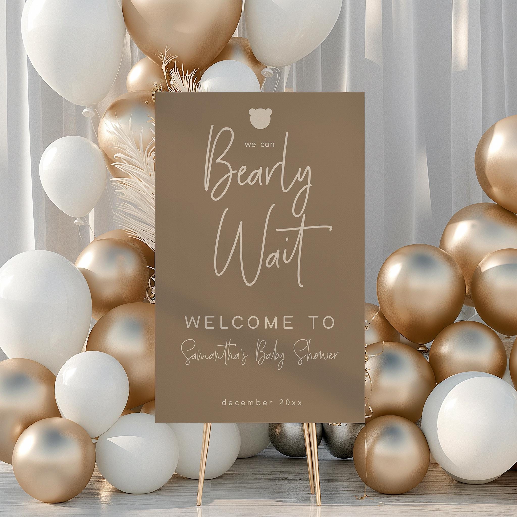 Editable Bear Baby Shower Welcome Sign, Gender Neutral (digital ...