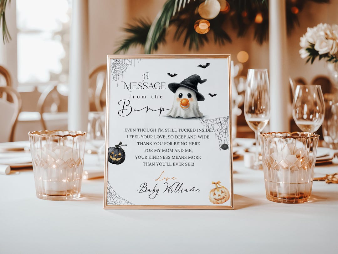 Message From the Bump Printable Sign, Little Boo Baby Shower, Halloween ...
