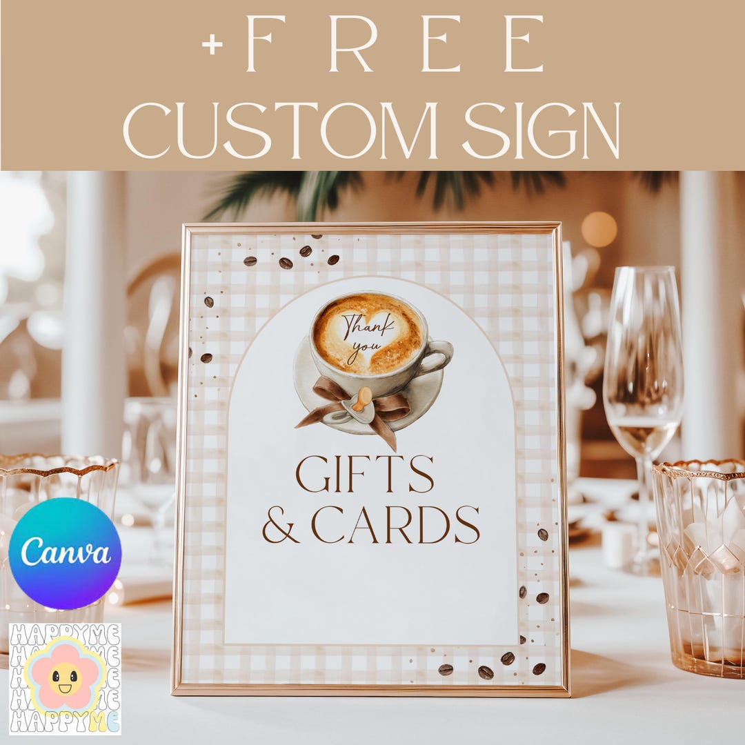 Editable Gift & Cards Sign Baby is Brewing Shower, Coffee Bean Theme ...
