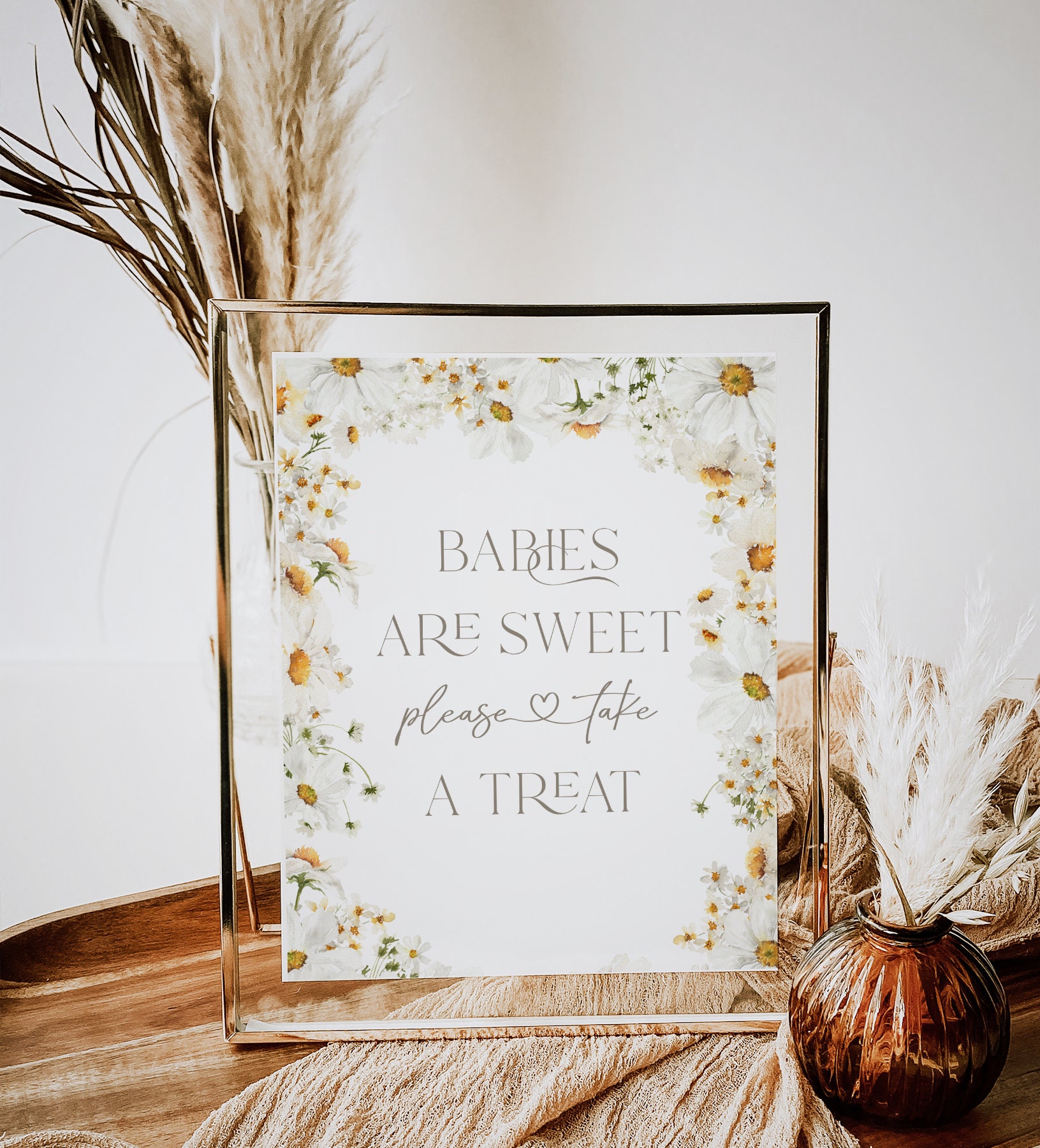 Daisy Baby Shower Sign Set, Wildflower, Editable Template (PDF & JPG ...