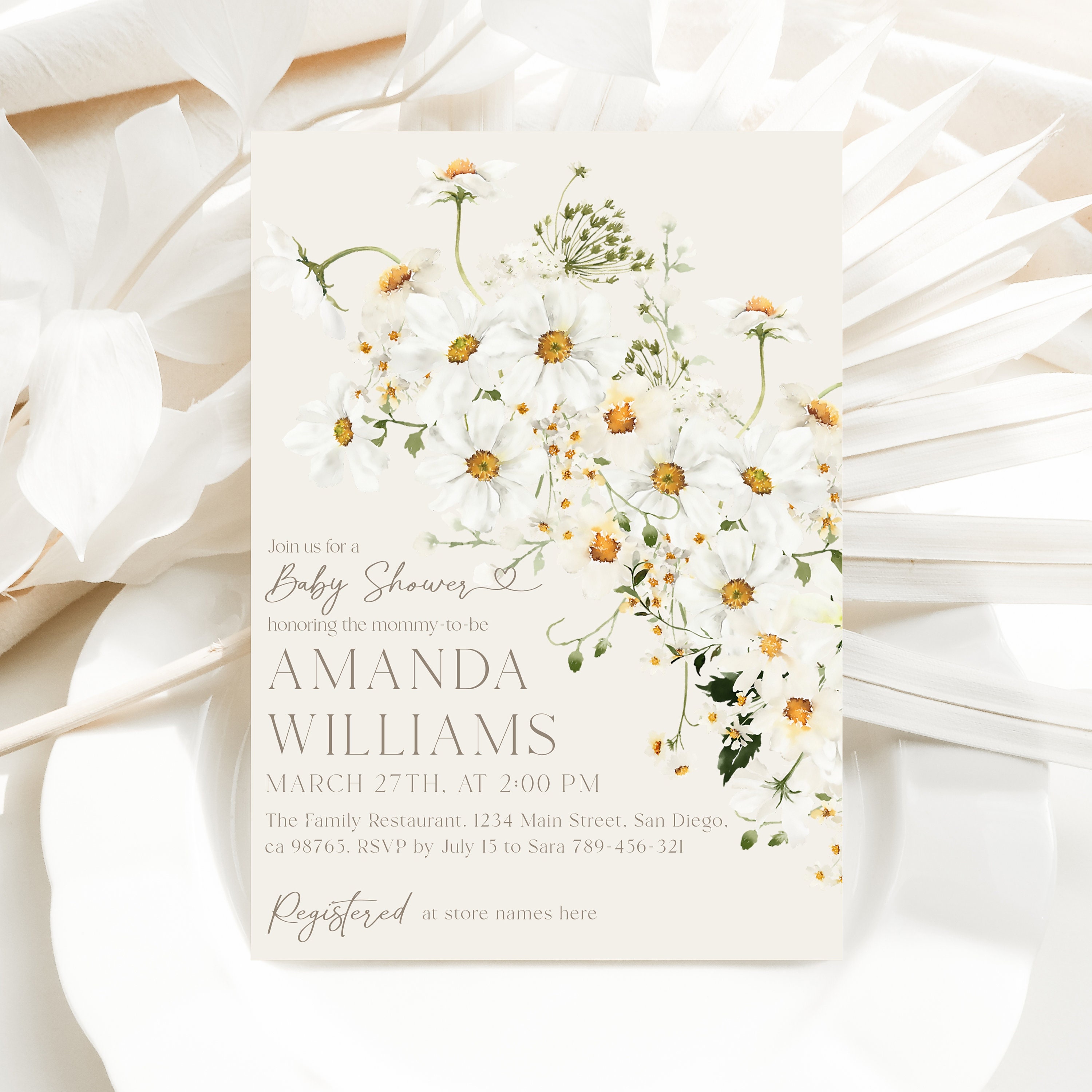 Daisy Baby Shower Invitation, Wildflower Theme (PDF) - Etsy