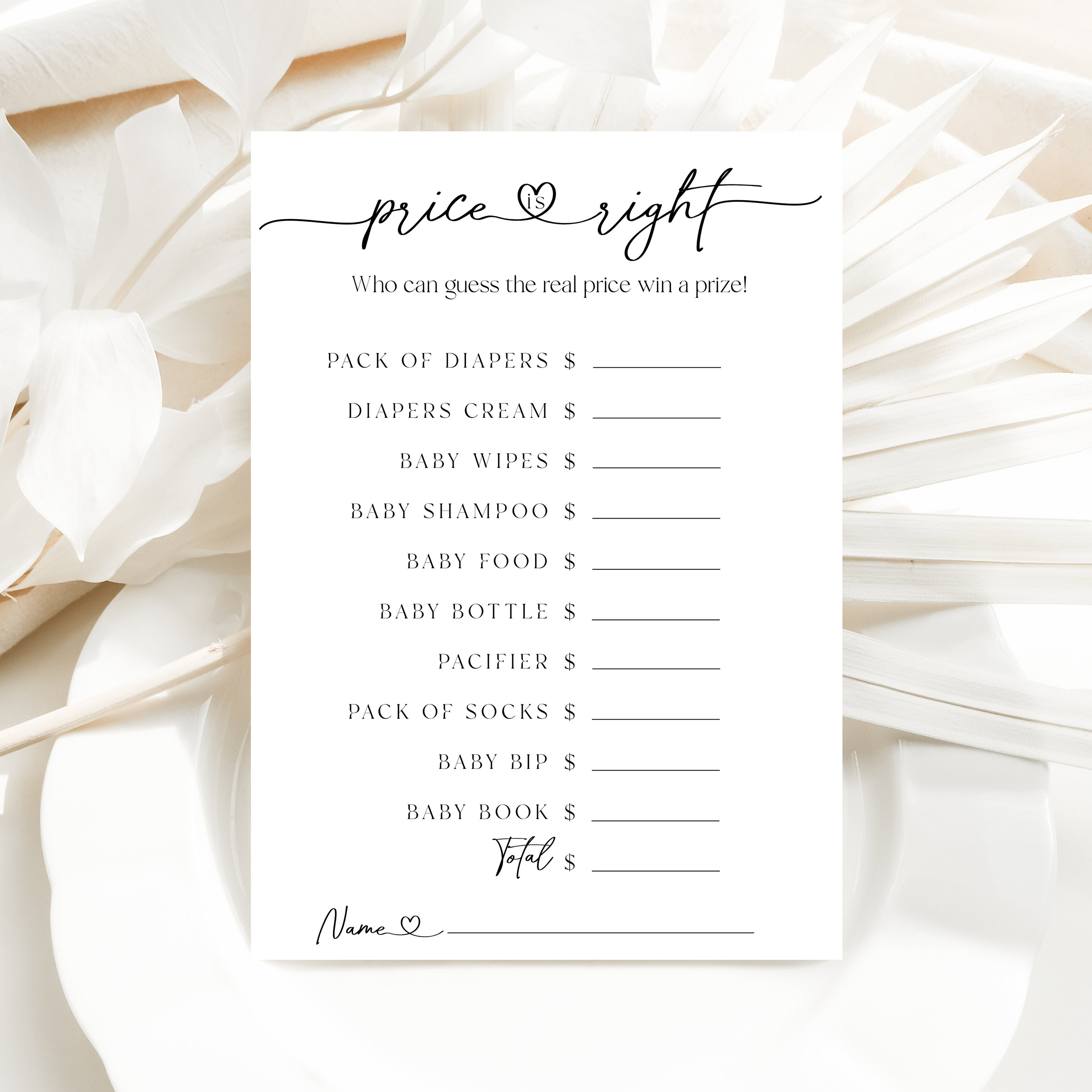 Editable the Price is Right Game, Modern Minimalist Baby Shower ...