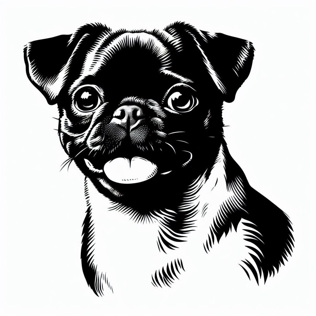 Chug Puppy Clip Art! (digital Black and White Clip Art Image of a Chug ...