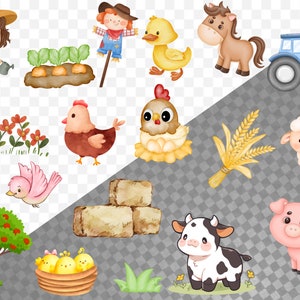 Farm Animal Watercolor Clipart Farm Clipart, Animal Clipart, Cute Farm ...
