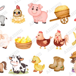 Farm Animal Watercolor Clipart Farm Clipart, Animal Clipart, Cute Farm ...