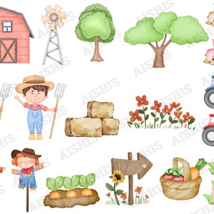 Farm Animal Watercolor Clipart Farm Clipart, Animal Clipart, Cute Farm ...
