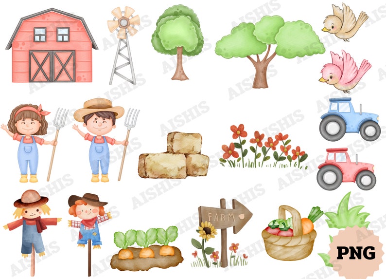 Farm Animal Watercolor Clipart Farm Clipart, Animal Clipart, Cute Farm ...