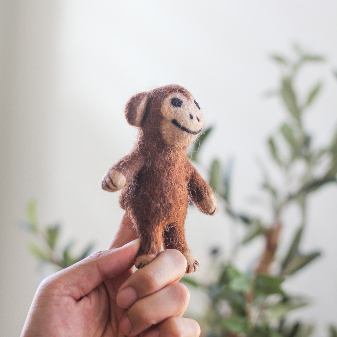 Monkey Finger Puppet, Animal Puppet, Felted Finger Puppet, Educational ...