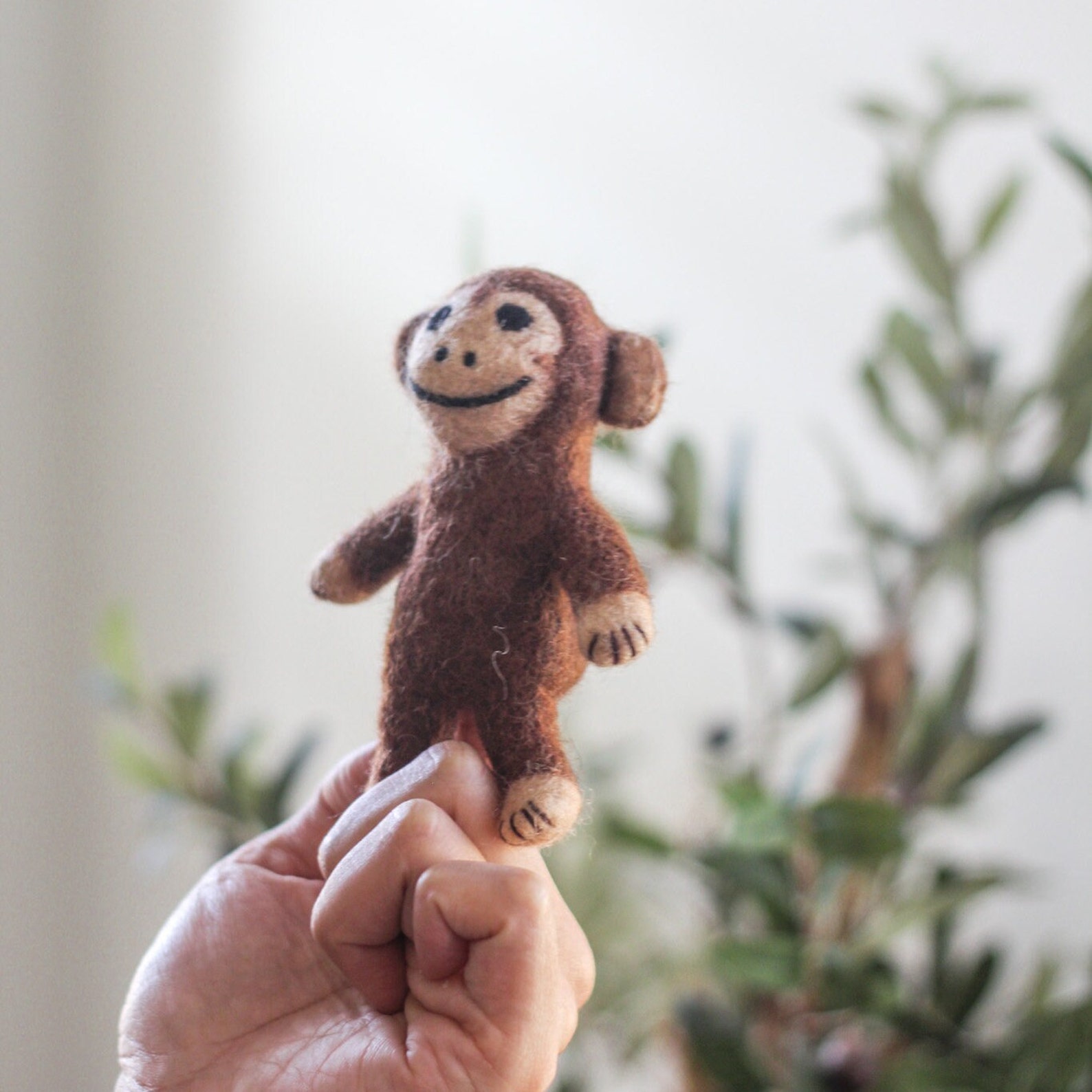 Monkey Finger Puppet, Animal Puppet, Felted Finger Puppet, Educational ...