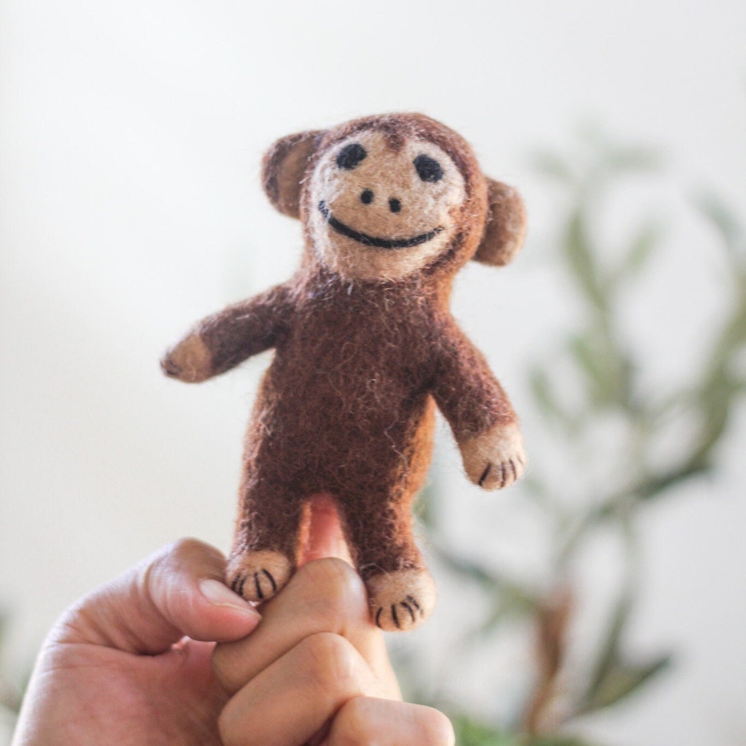 Monkey Finger Puppet, Animal Puppet, Felted Finger Puppet, Educational ...
