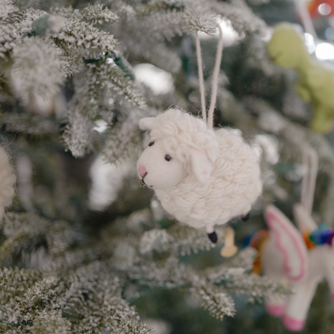 Hand Felted Sheep Ornament, Christmas Ornament, Farm Animal, Felt Wool ...