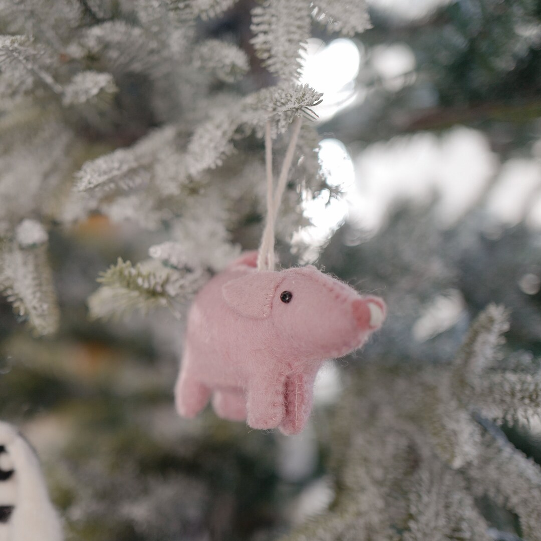 Hand Felted Pig Ornament, Christmas Ornament, Farm Animal, Felt Wool ...