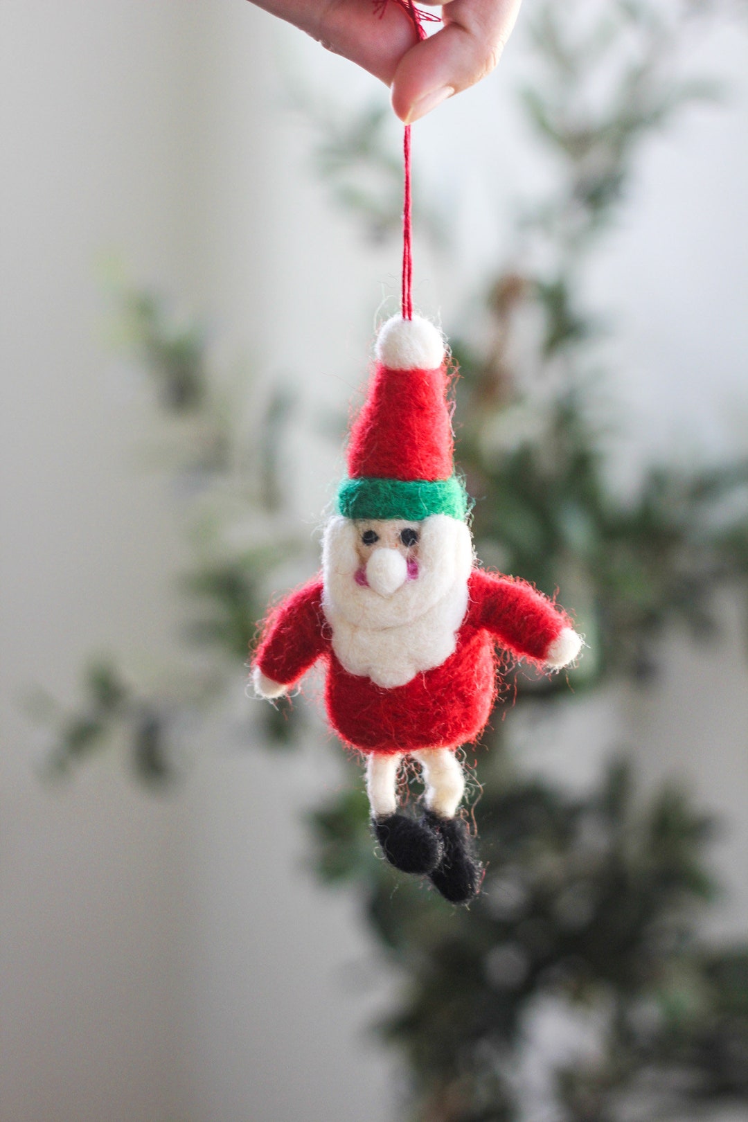 Christmas Santa Ornament, Wool Felt Santa Ornament, Felt Christmas ...