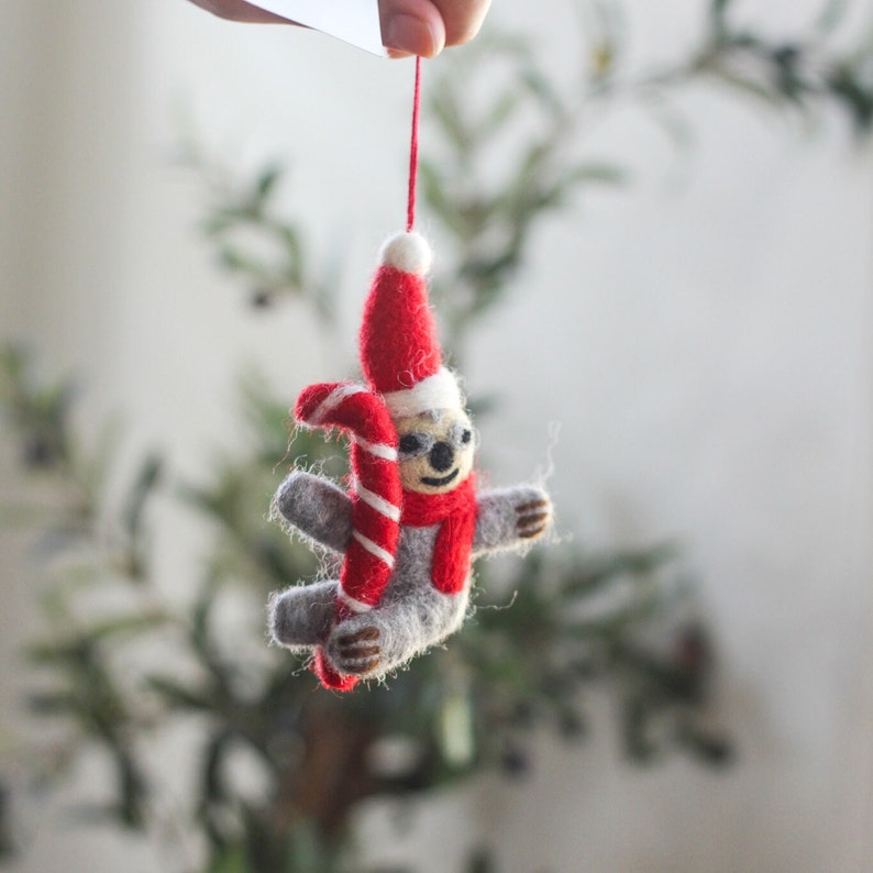 Sloth Ornament, Christmas Sloth Ornament, Handmade Ornament, Felt ...