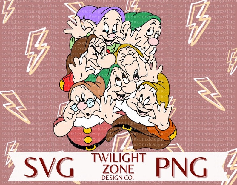 7 Dwarfs SVG Easy Cut File for Cricut, Layered by Colour. PNG Colour ...