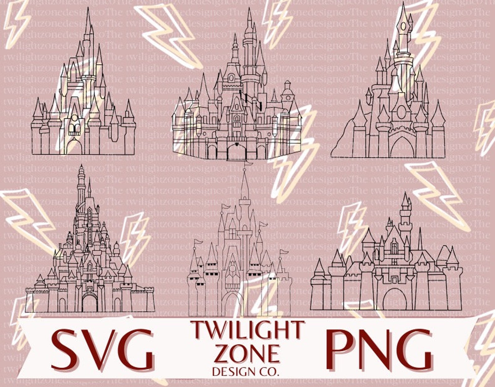 Castle Outlines SVG | Easy Cut File for Cricut, Layered by Colour. PNG ...