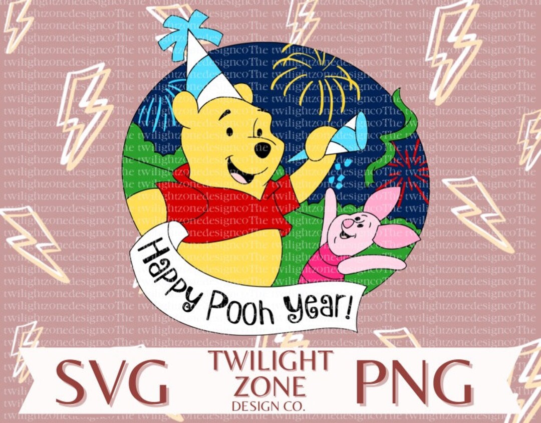Happy Pooh Year SVG | Easy Cut File for Cricut, Layered by Colour. PNG ...