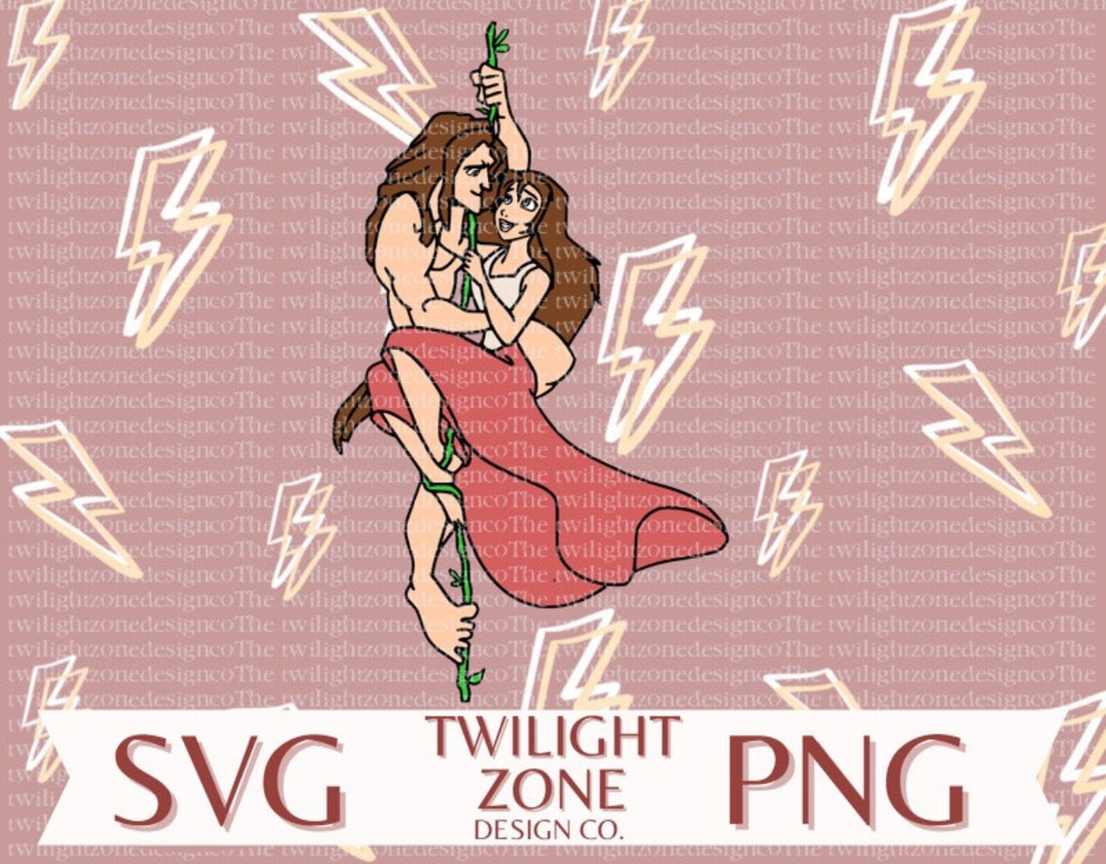 Jane and Tarzan SVG Easy Cut File for Cricut, Layered by Colour. PNG ...