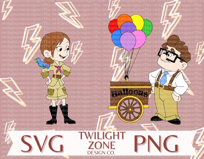 Carl and Ellie SVG Easy Cut File for Cricut, Layered by Colour. PNG ...