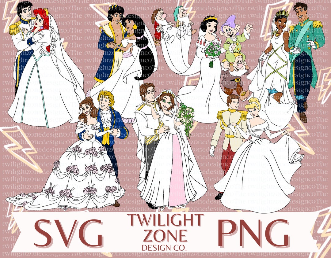 Princess Weddings SVG Easy Cut File for Cricut, Layered by Colour. PNG ...